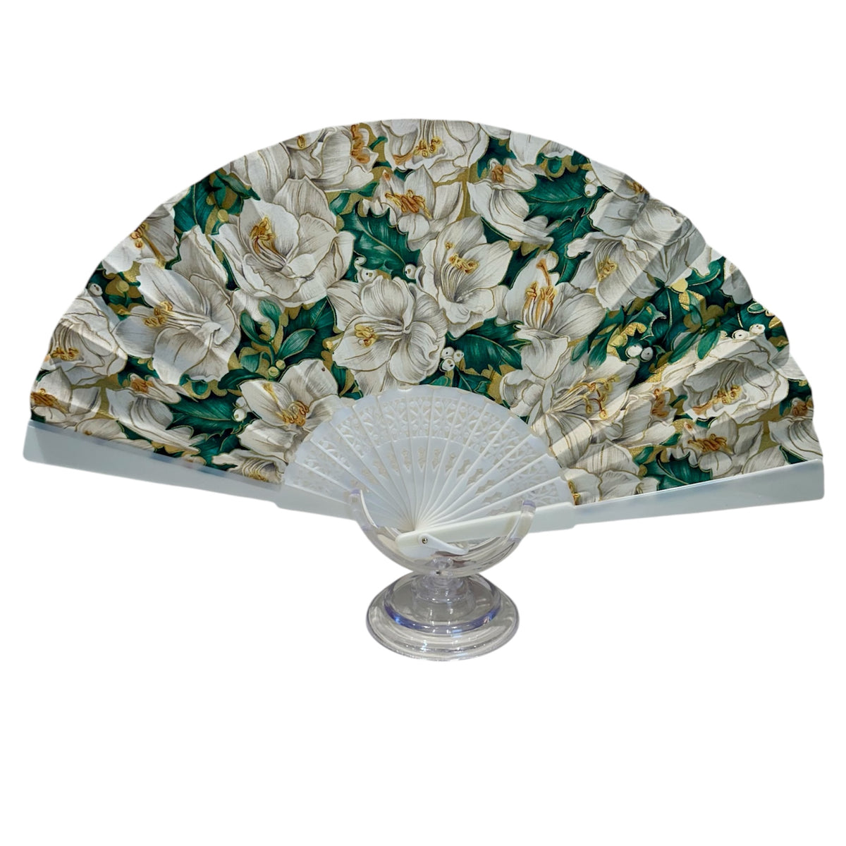 Cotton fan with white flowers | Viganò Milano 1919