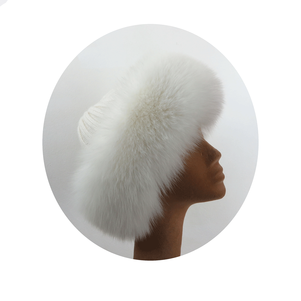 Colbacco bianco in lana e volpe | Viganò Milano 1919