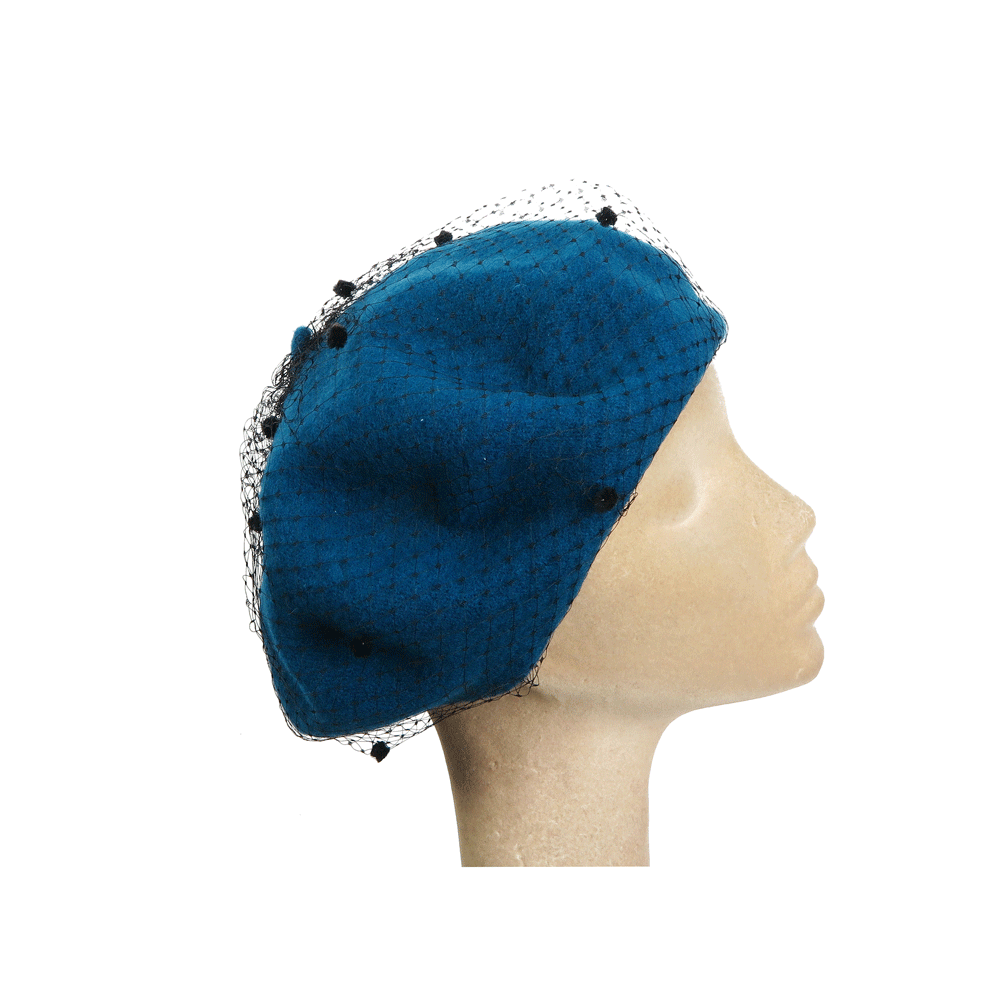 Basco da donna petrolio con veletta | Viganò Milano 1919