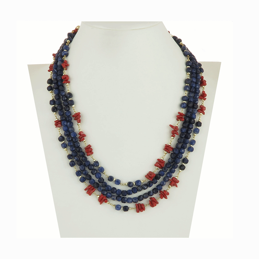 Red coral and sodalite necklace | Viganò Milano 1919